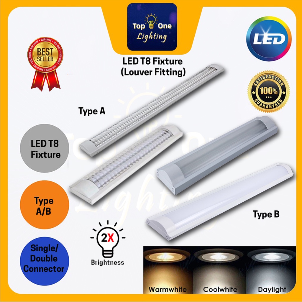 LED T8 Louver Fitting T8 Fitting Single Circuit Double Circuit Frosted ...