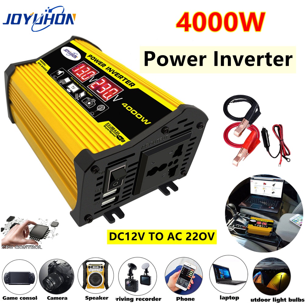 [Original spot] Car 4000W inverter DC12V to AC220V dual USB port with ...
