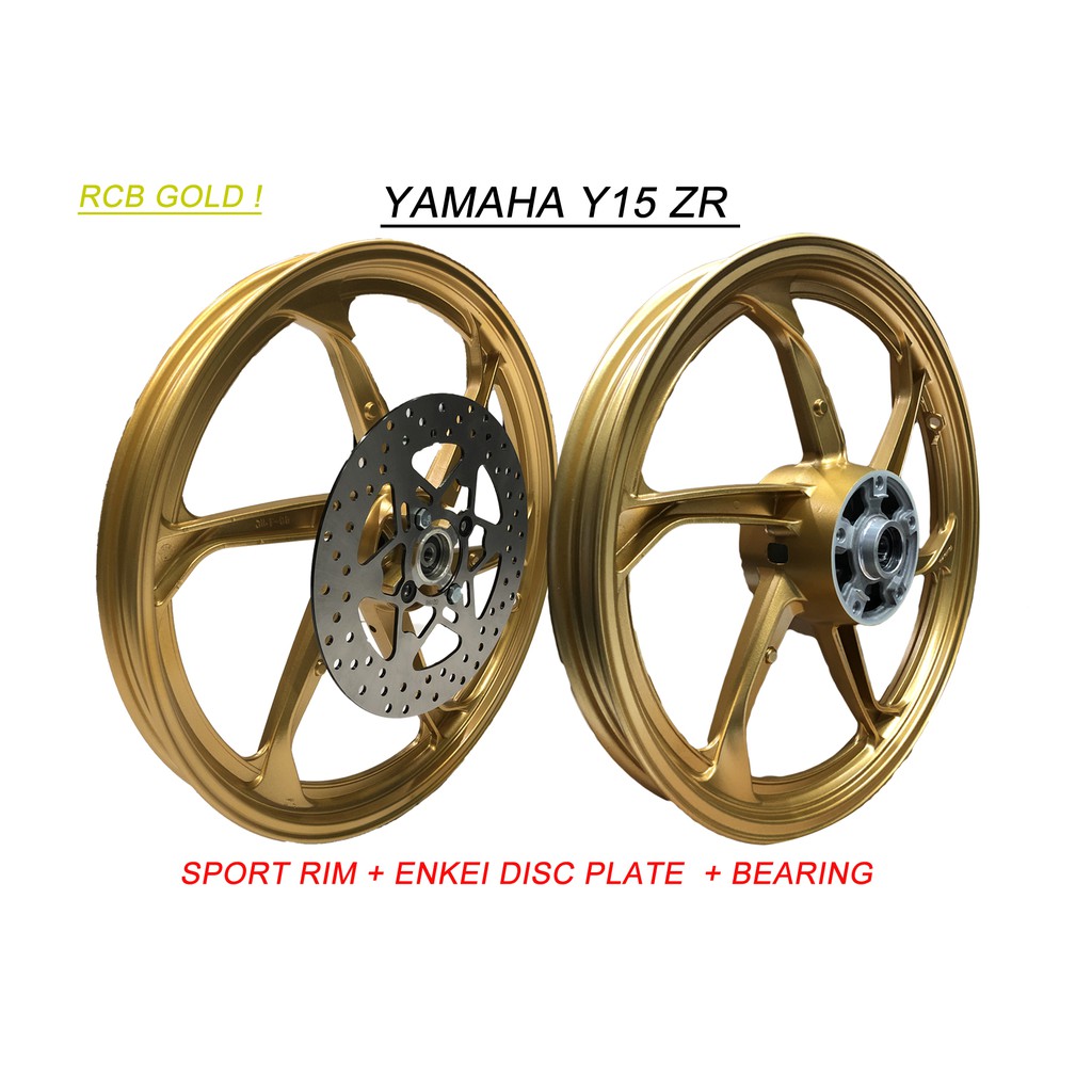 SPORT RIM ENKEI 6L (MATT GOLD) YAMAHA Y15 ZR ,( DISC + BEARING ) FULL CHOP (6 BATANG) DEPAN 1.4 ...