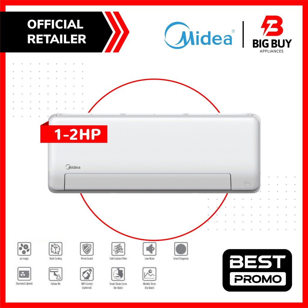 MIDEA New R32 1HP - 2HP Ionizer All Easy Pro One Screw Non Inverter Series MSAPB-10CRN8 / MSAPB ...
