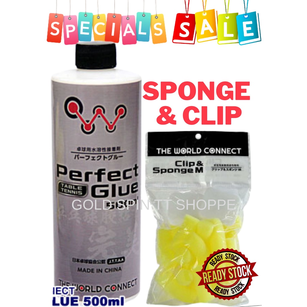 TWC Perfect Table Tennis Glue (JTTA Quality) 100ML & 500ML FREE SPONGES AND CLIP | Shopee Malaysia