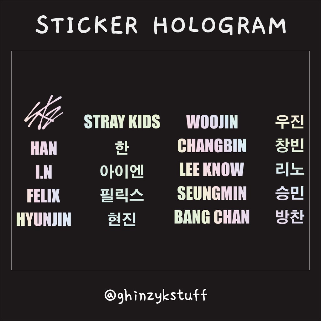 Stray KIDS Hangul Member Unit HOLOGRAM STICKER STICKER | Shopee Malaysia