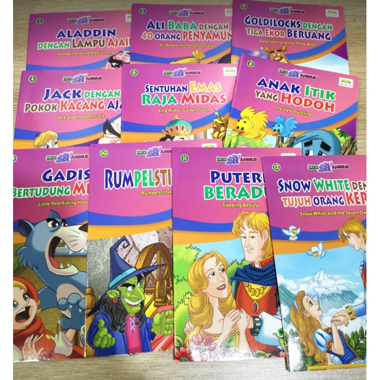12 Buku dalam 1 Set KOLEKSI SIRI ANGGUR BUKU CERITA dwibahasa BAHASA ...