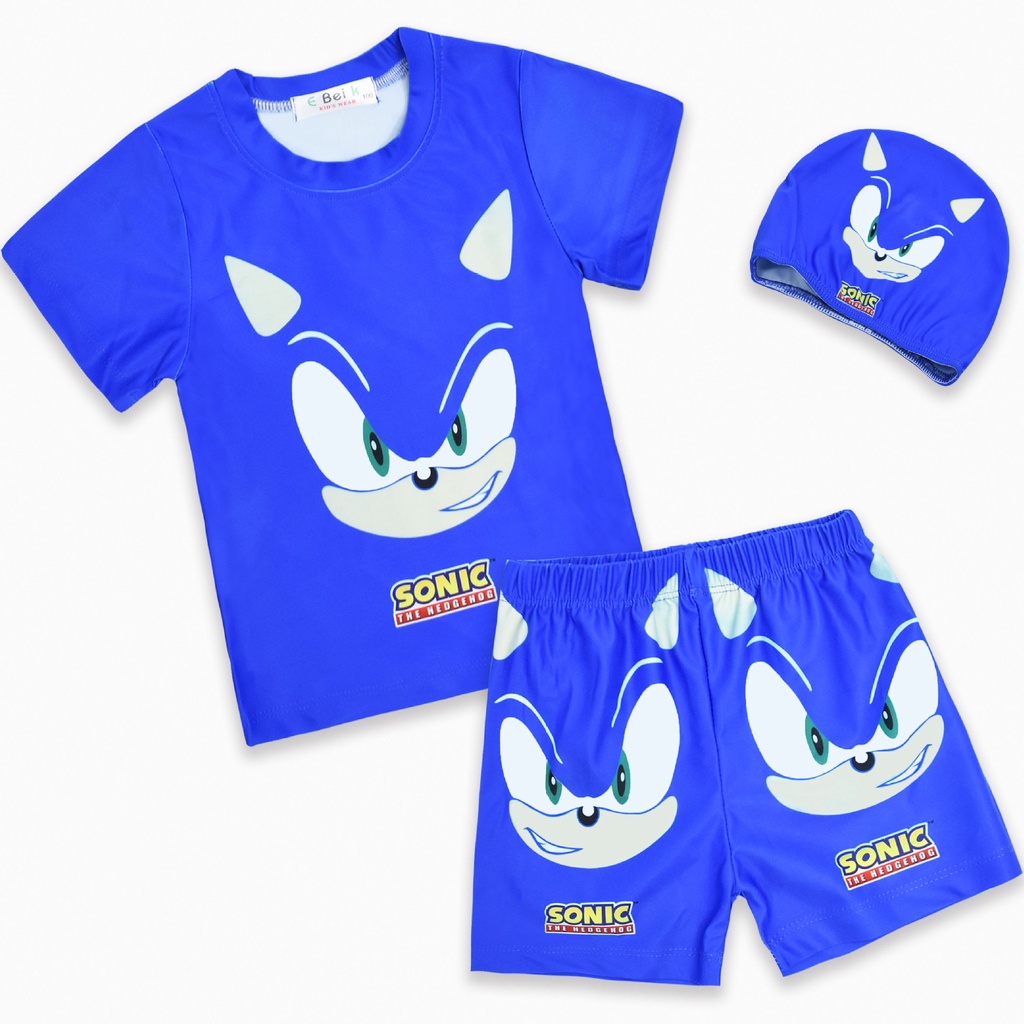 Cartoon Sonic The Hedgehog Costume for Kids Boy Sonic Swimsuit Short ...