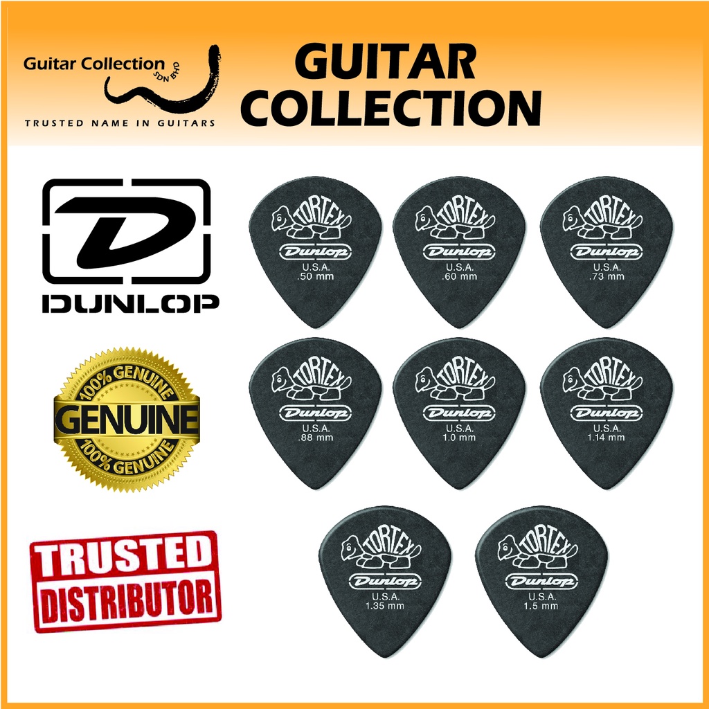 Jim Dunlop 482P Tortex Pitch Black Jazz III Guitar Picks | 0.50mm - 1 ...