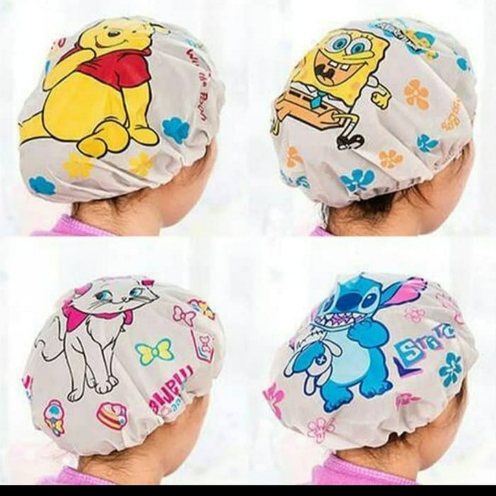 Shower CAP Character SHOWER CAP Head Cover Waterproof Cute Plastic ...
