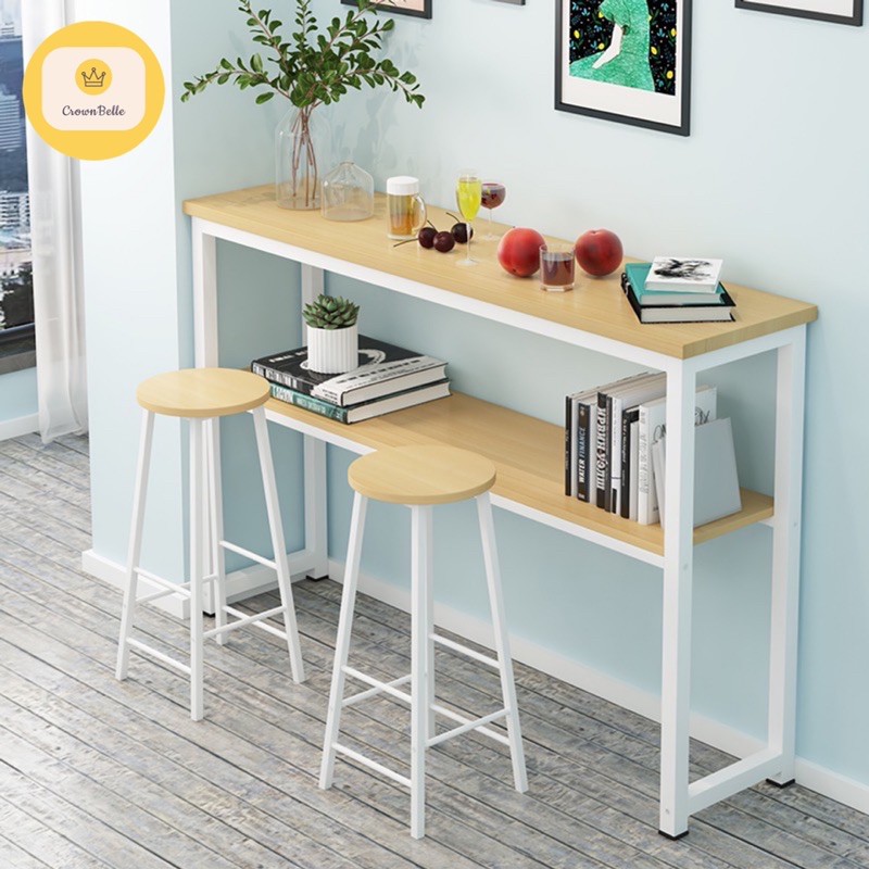 PRE ORDER TWO LAYER Bar Table High Table With Bar Chair Stools Meja ...