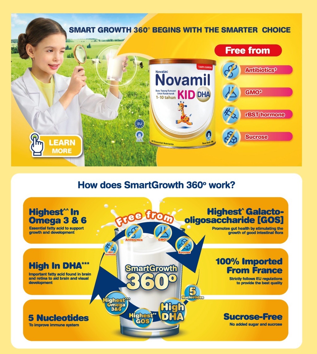 Novamil KID DHA untuk DHA & Inositol Tinggi (1-10 Tahun) 800g | For ...