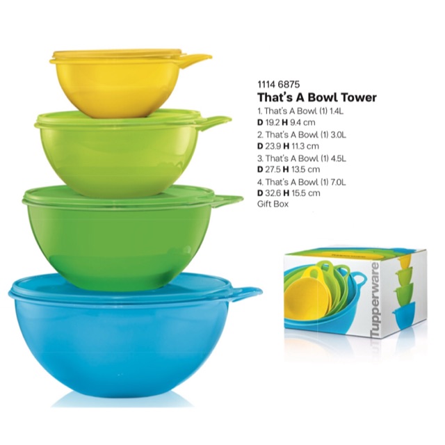 Tupperware That’s A Bowl Tower Set 4pcs Thatsa Bowl Promotion Set ...