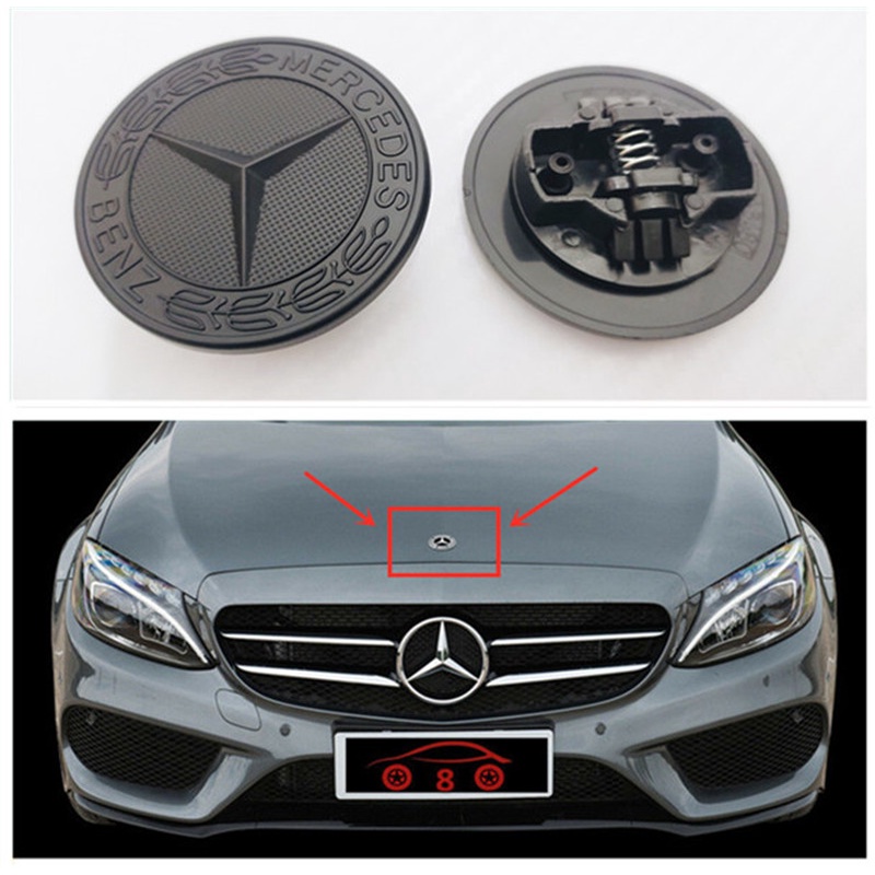 Mercedes Benz Front Hood Flat Bonnet Logo(Badge/Emblem) 57mm (Matte ...