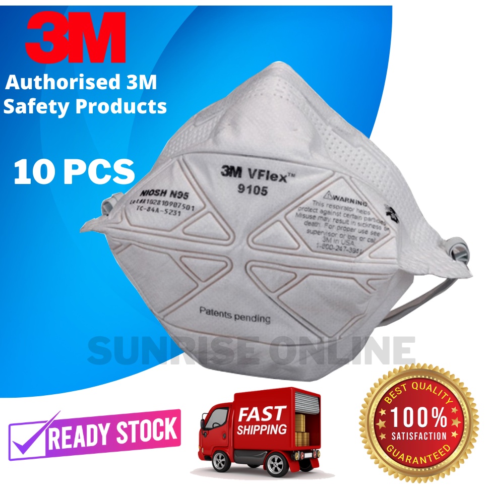 [ORIGINAL] 3M 9105 N95 V-Flex Particulate Respirator - (10Pcs) 3M N95 ...