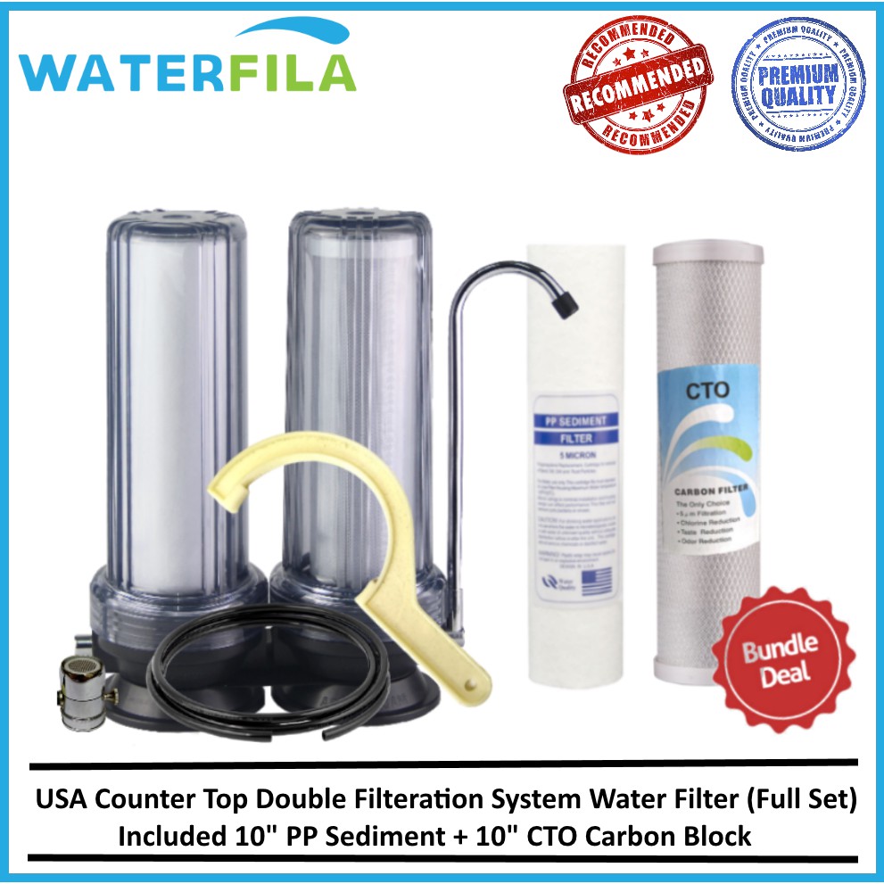 WATERFILA Double Water Filter Full Set [USA IMPORTED SET] - Included ...