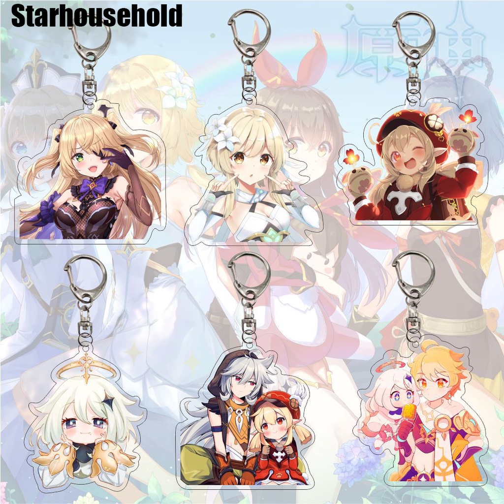 Genshin Impact Keychain Genshin impact Hutao Kaeya Mona Klee Acrylic ...