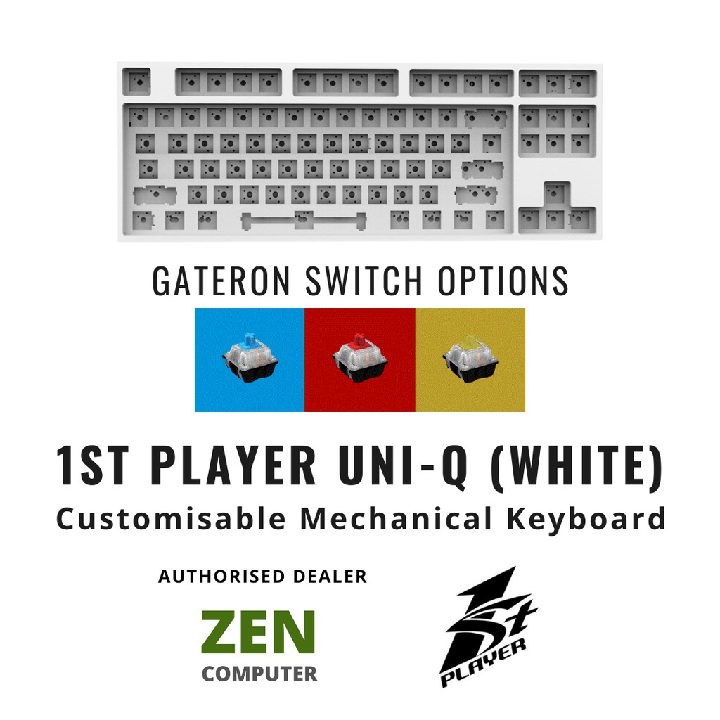 # 1ST PLAYER™️ UNI-Q WHITE Frame Customizable Mechanical Keyboard ...
