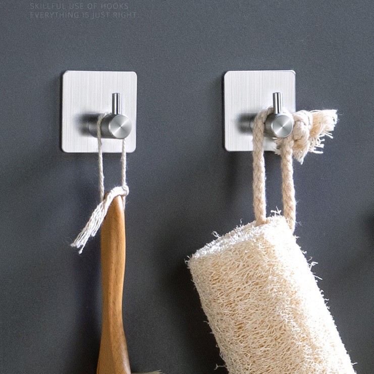 Wall-mounted stainless steel hanger using super sticky 3M glue (pillar ...