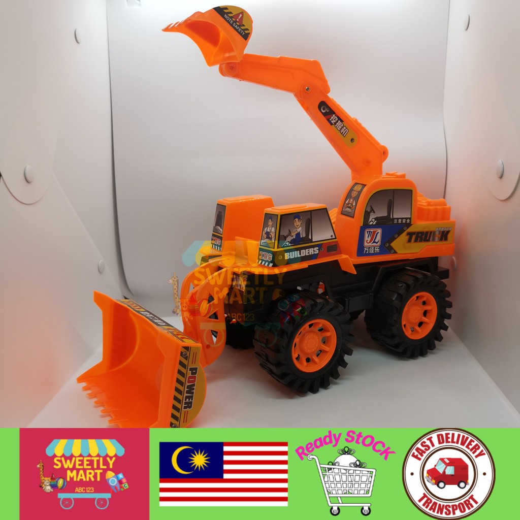 🌈 BIG SIZE Backhoe Crawler Construction Excavator Truck Toy Pretend ...