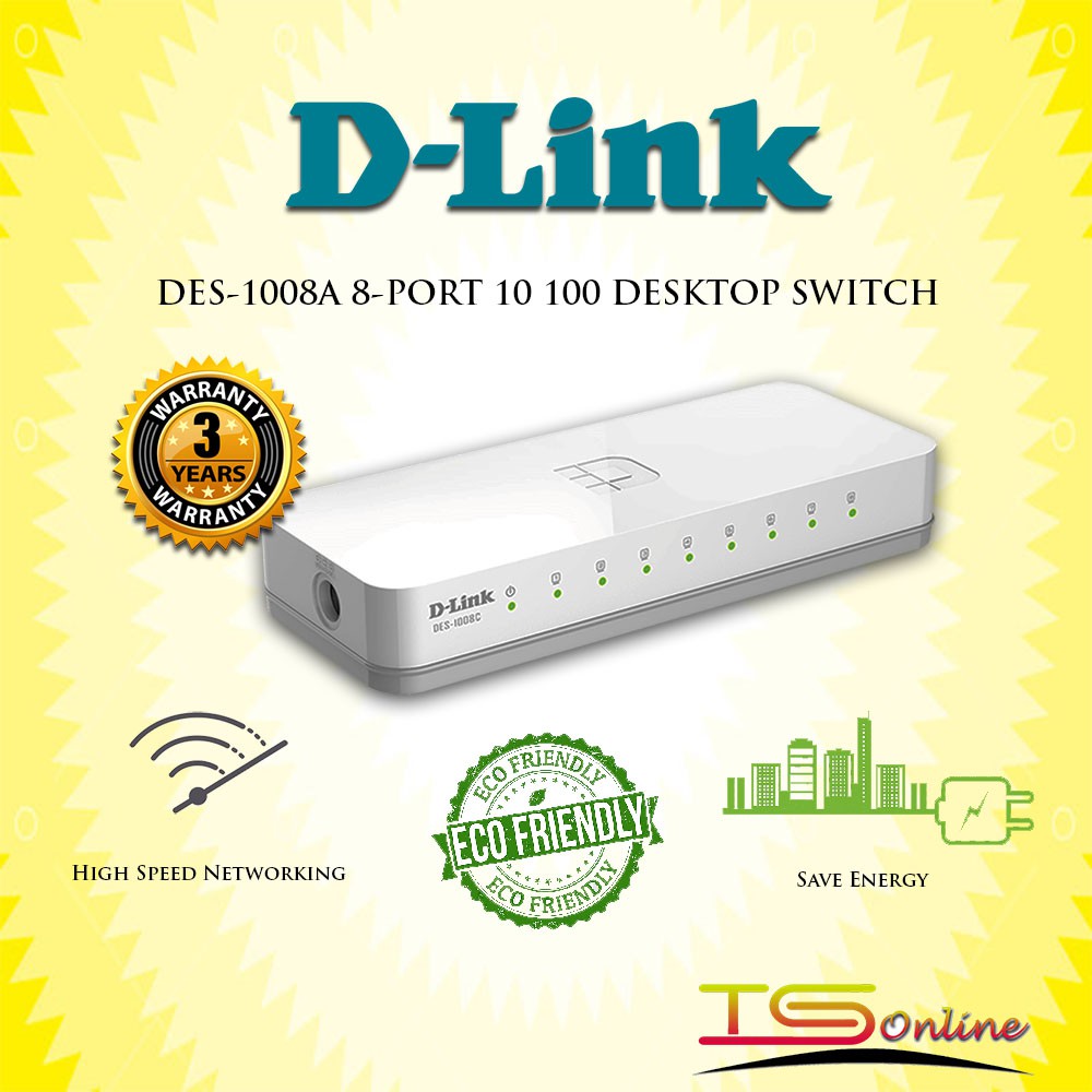 D-LINK DES-1008A 8-PORT 10 100Mbps DESKTOP SWITCH | Shopee Malaysia