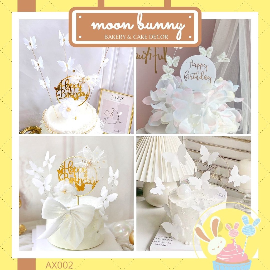 Elegant White Butterfly Cake Decoration White Butterfly Topper Birthday ...