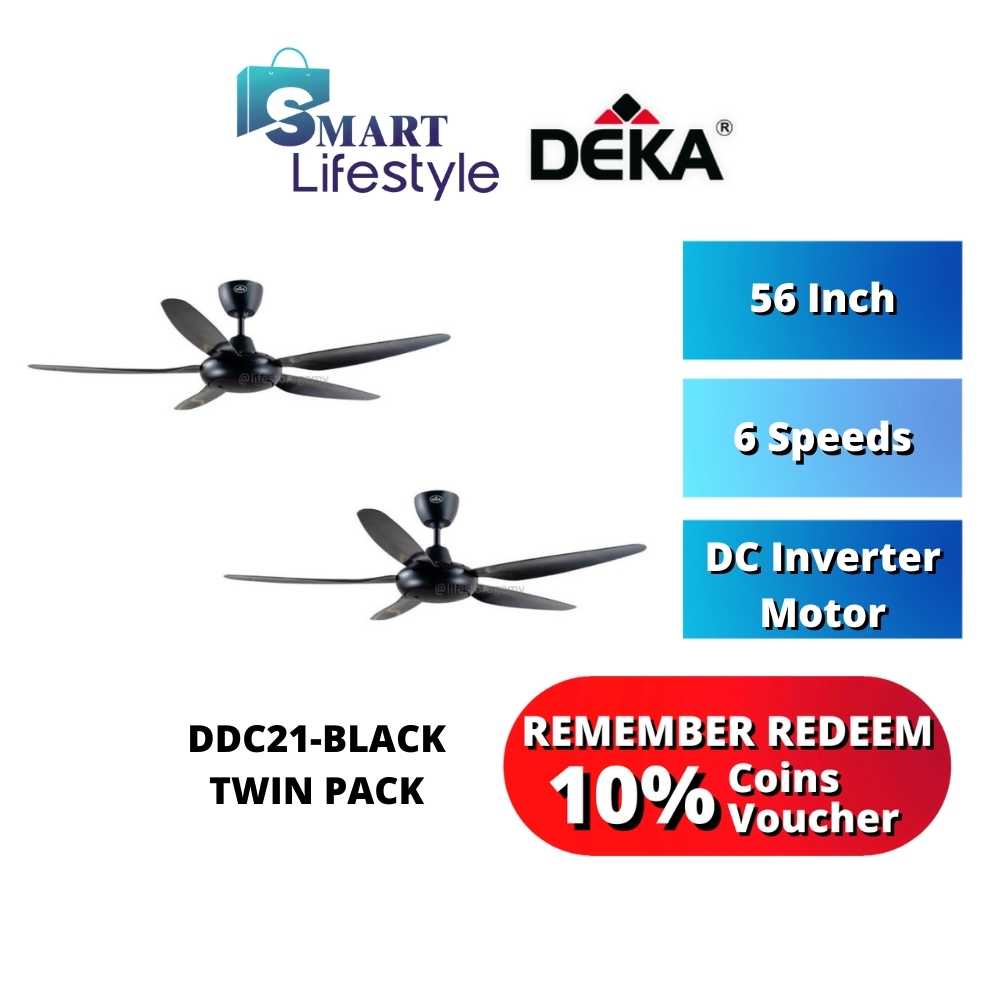 DEKA DDC 21 NEW DC INVERTER MOTOR 56" Energy Saving Ceiling Fan 【2 SET ...