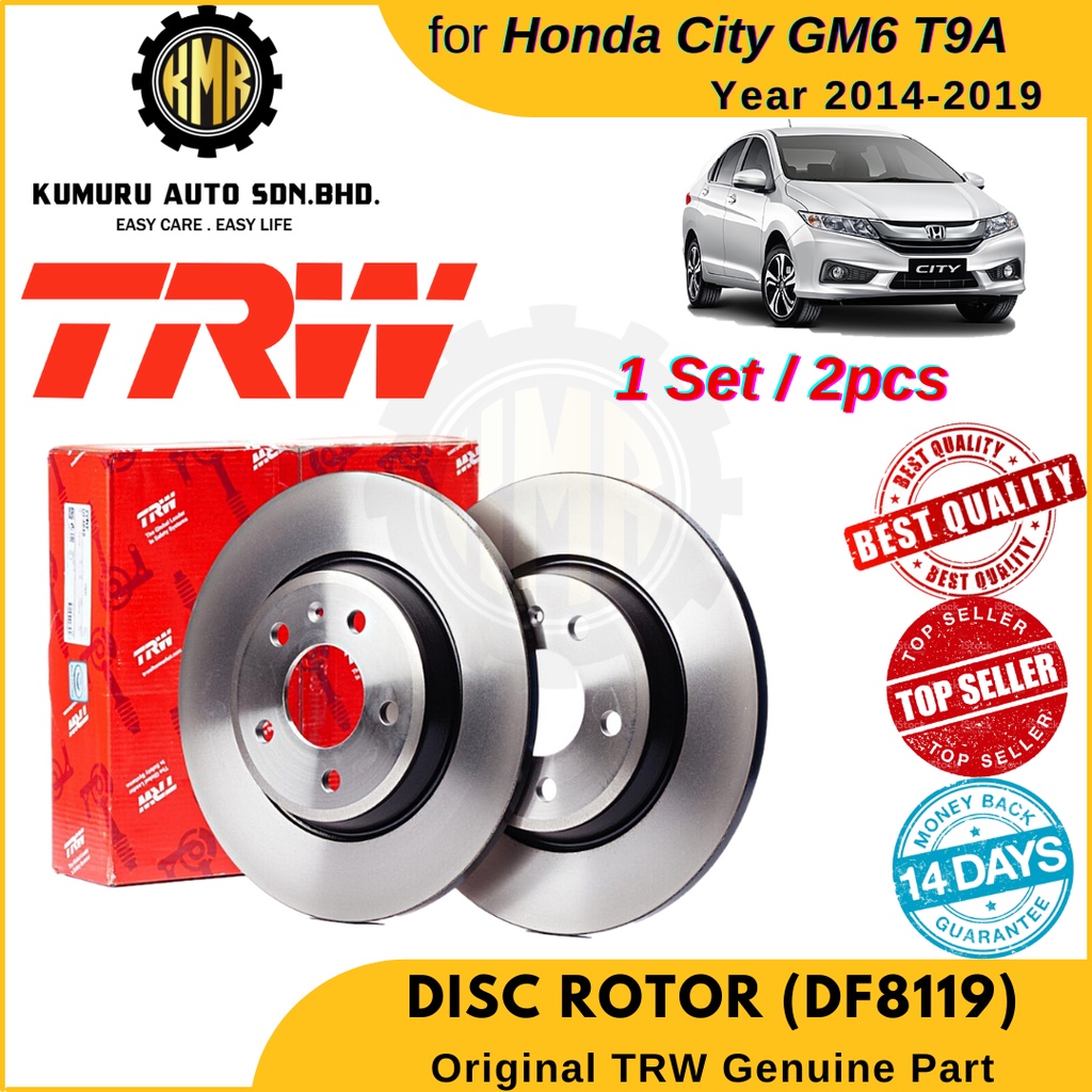 (1@Pair) TRW Front Brake Disc Rotor Set Honda City GM6 T9A Jazz GK T5A ...