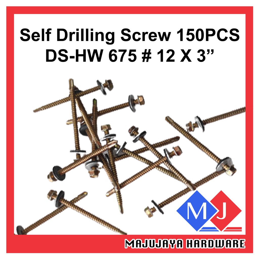 150PCS DS-HW 675 #12 X 3" MK Self Drilling Screw Skru Besi Bumbung Skru ...