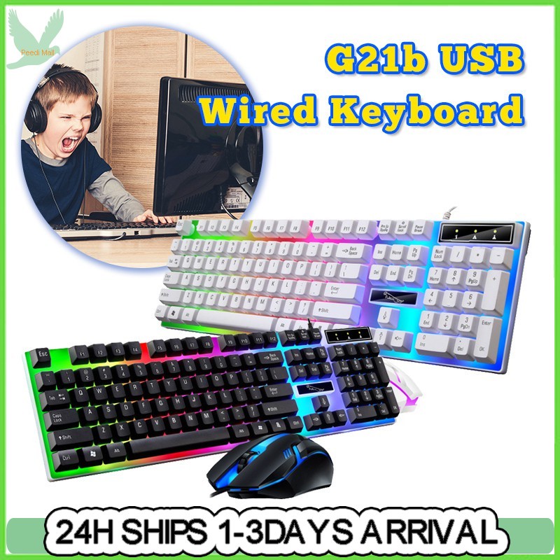 Keyboard set 104 keys Rainbow Gaming USB Wired Keyboard colorful button ...