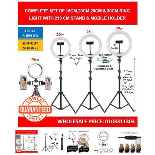 🔥READY STOCK 🔥 16CM- 30CM LED RING LIGHT WITH STAND VIDEO LIVE STUDIO ...