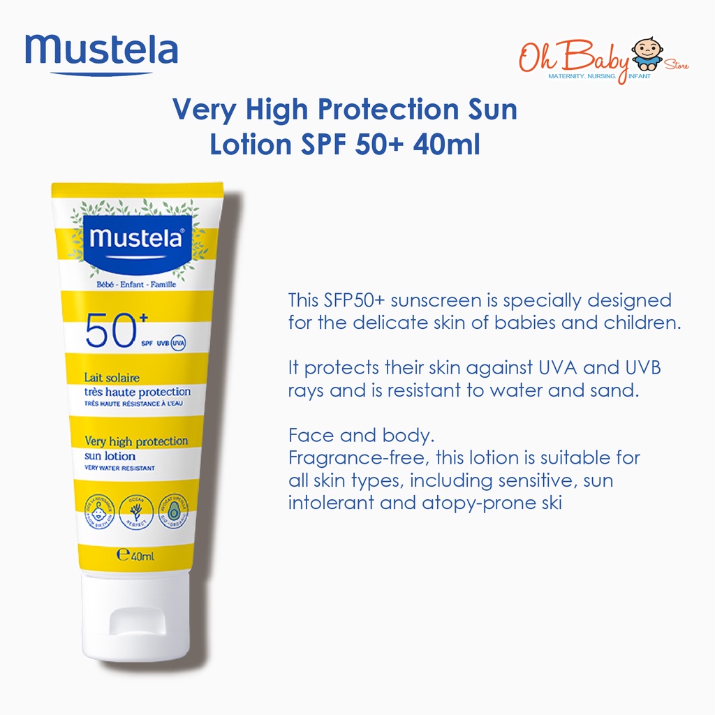Mustela Very High Protection Sun Lotion SPF 50++ (40ml) | Shopee Malaysia