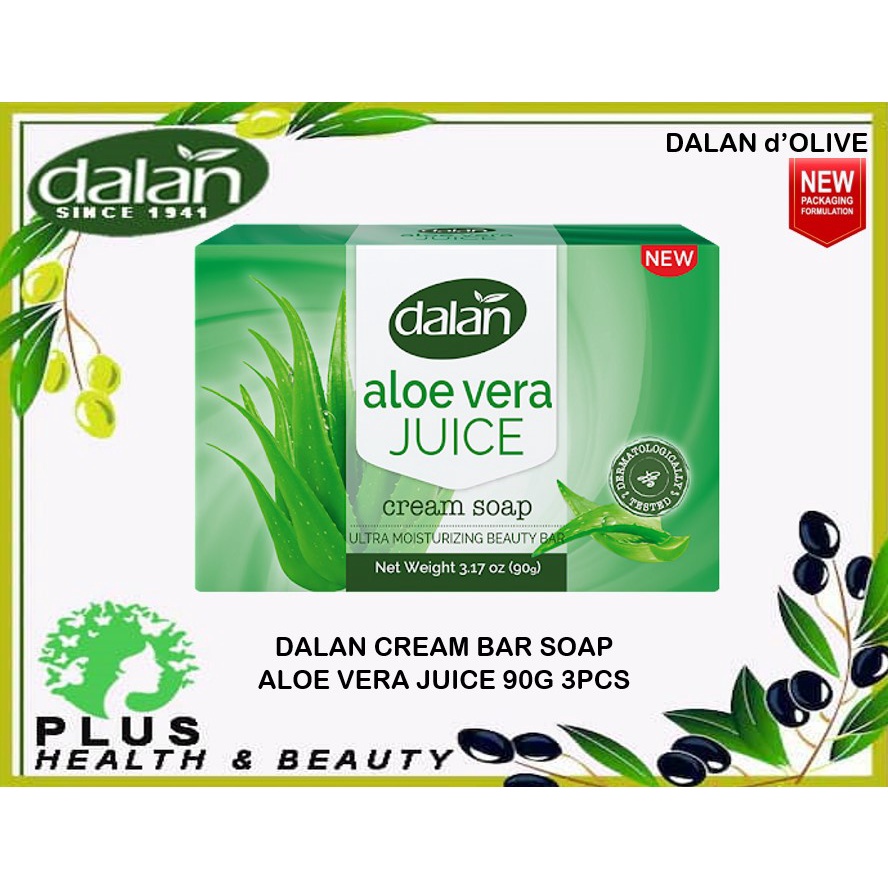 Dalan Cream Bar Soap Aloe Vera Juice 90G 3PCS (Originally from Turkey ...