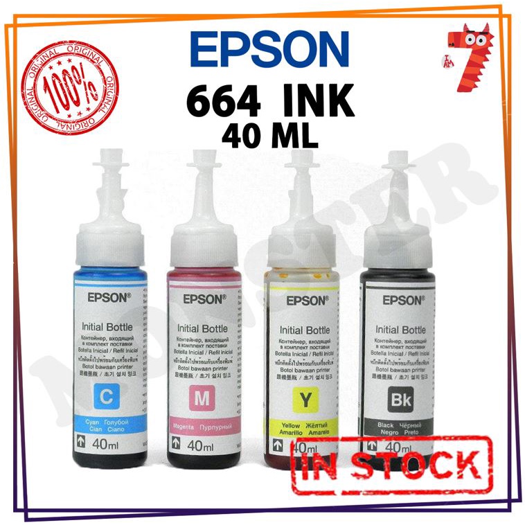 Epson Original ink 40ml for L100/L200/L110/L210/L120/L220 Set of 4 (C,Y ...