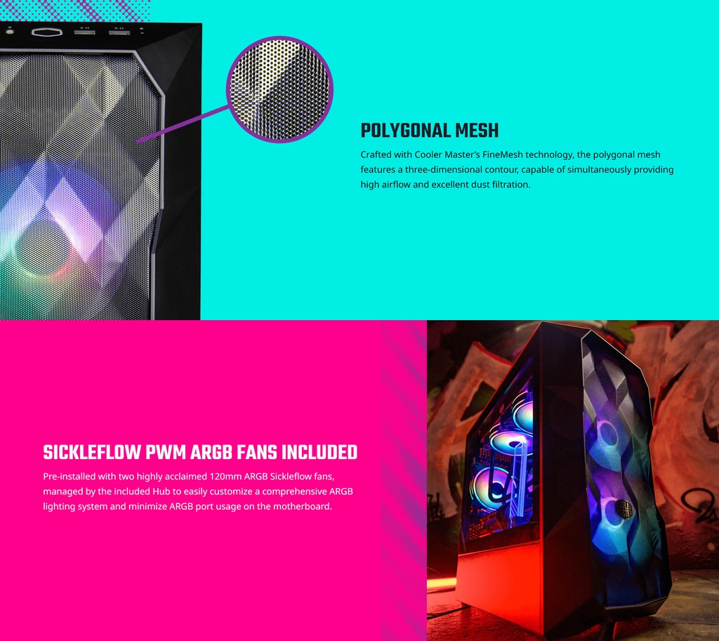 Cooler Master MasterBox TD300 Mesh ARGB Micro ATX Casing - White/Black ...