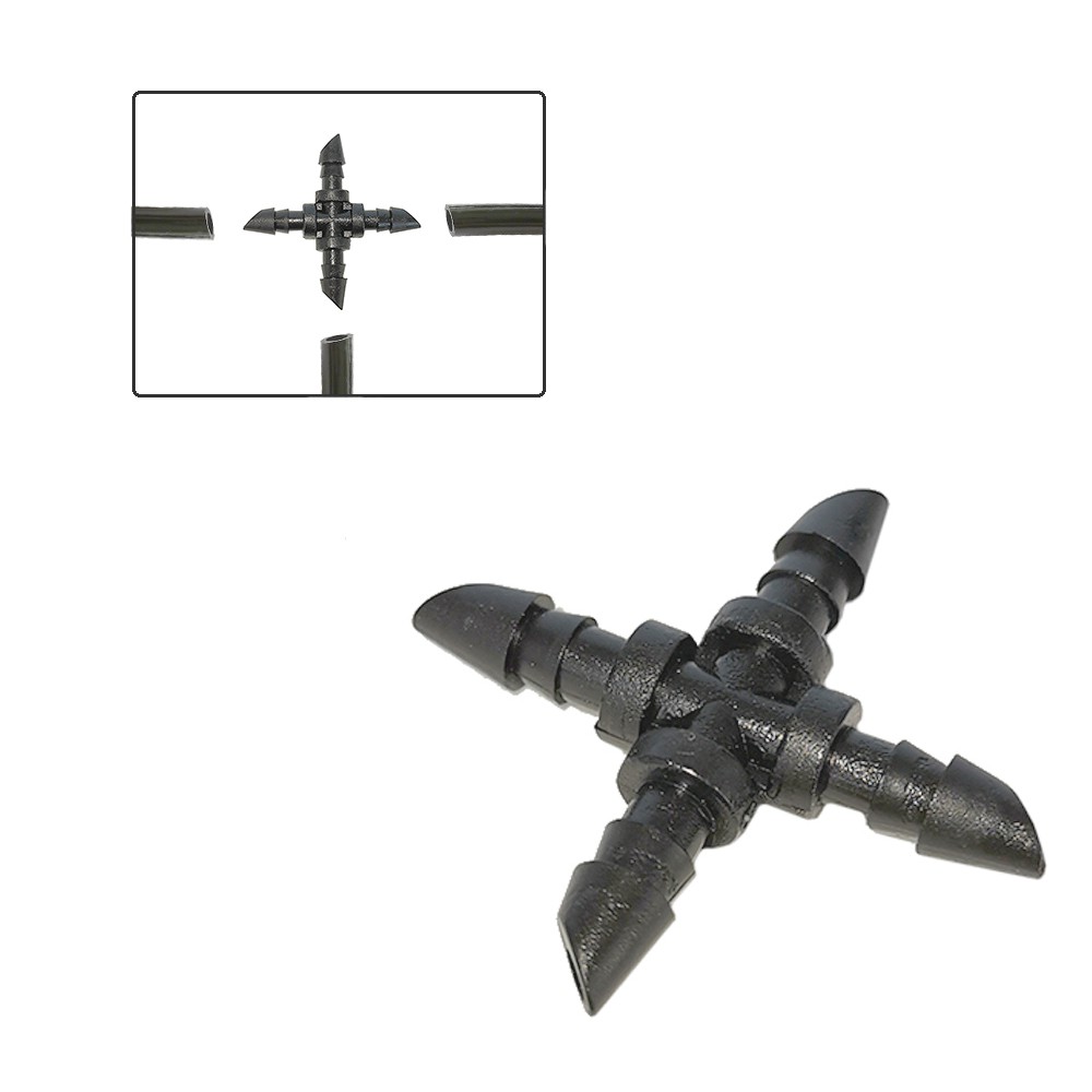 30pcs 4/7mm Irrigation Hose Cross Connector 4-Way Water Pipe Splitters ...