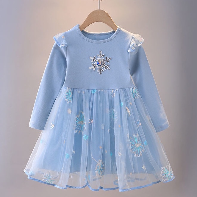 Princess Frozen Baju Baby Girls Dress Pink Princess Long Sleeve Kids ...