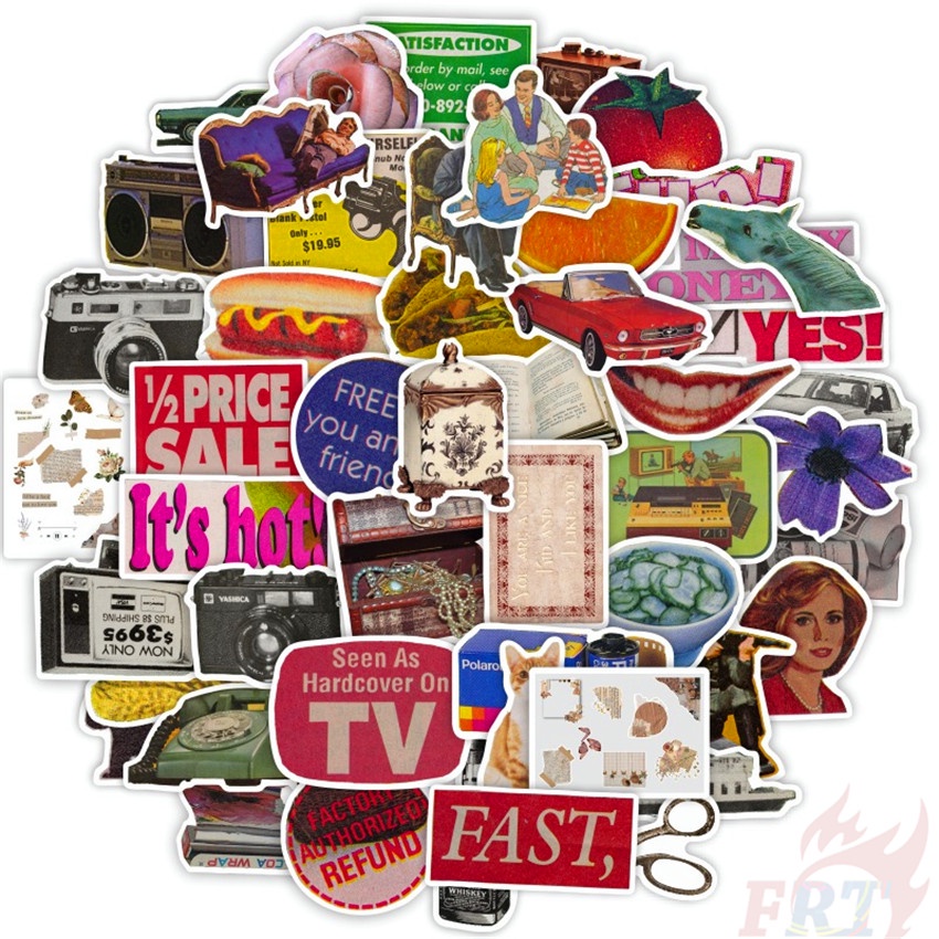50Pcs/Set Retro Life Artist Series 01 Newspaper Cutting Art Stickers ...
