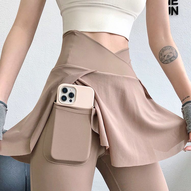 [Mermaid Line] Yoga Pants Skirt Women Fake Two-Piece Fitness New Style Skinny High Waist Slimmer ...