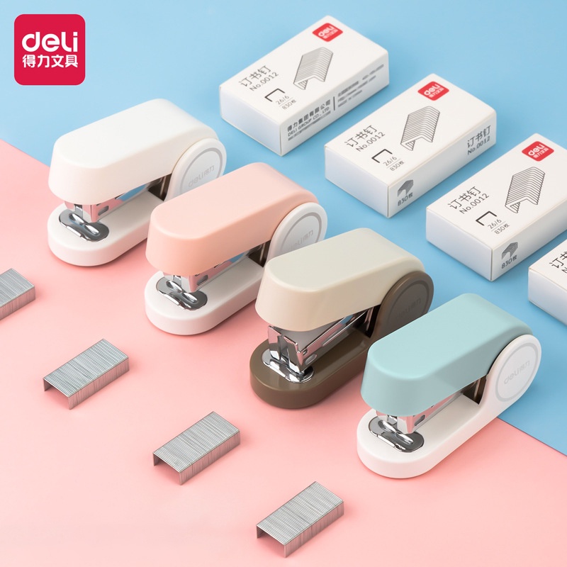 Deli Mini Stapler Set With Staples Macaroon Color Stapler For ...