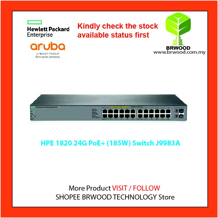 HPE J9983A: OFFICECONNECT 1820 24G POE+ (185W) 24 PORT 10/100/1000 MBPS ...