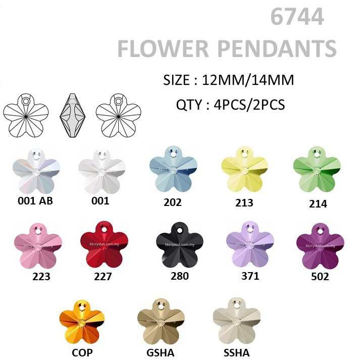 SW 6744 FLOWER PENDANT (12MM-4PCS / 14MM-2PCS) | Shopee Malaysia