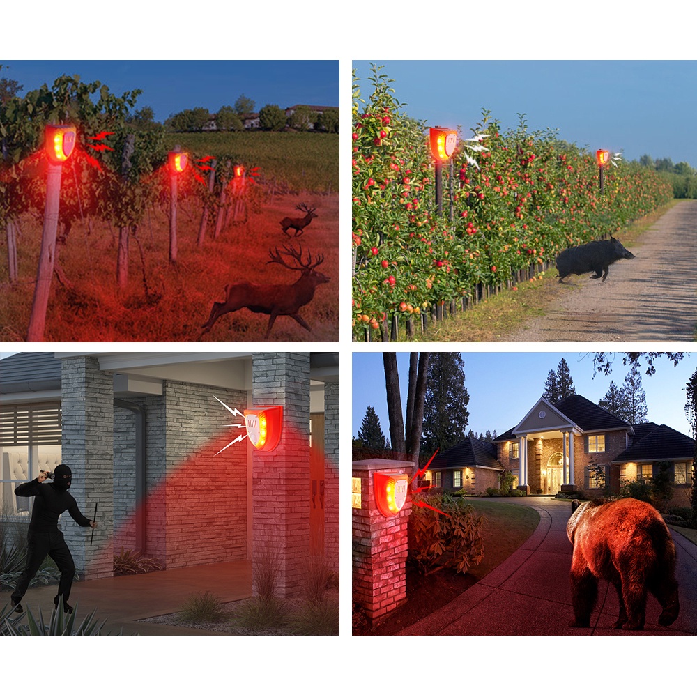 Loud 129db Solar Alarm Sensor Dog Barking Home Outdoor Security Siren ...