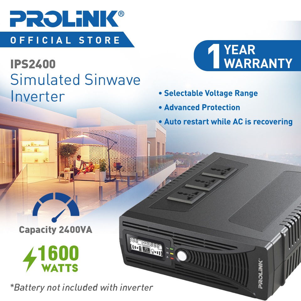 PROLiNK IPS2400 1200VA / 1440W High Performance Inverter Power Supply ...