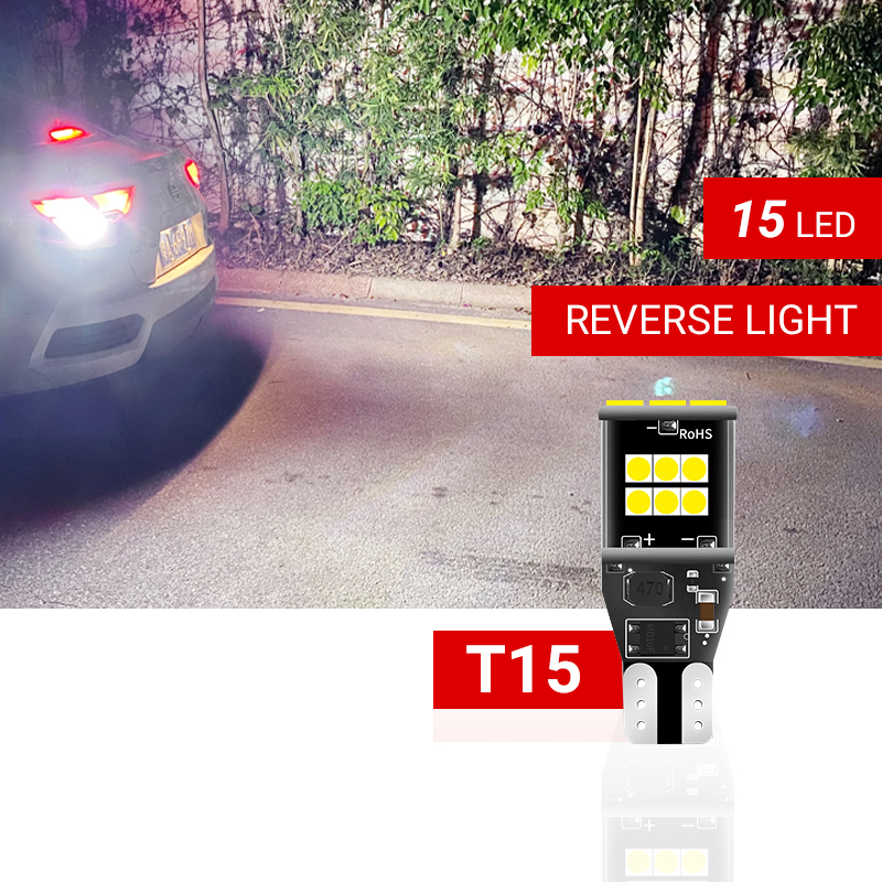 1PC 15LED T15 Car Reverse LED Bulb W16W White Flash Non Flash Lampu ...