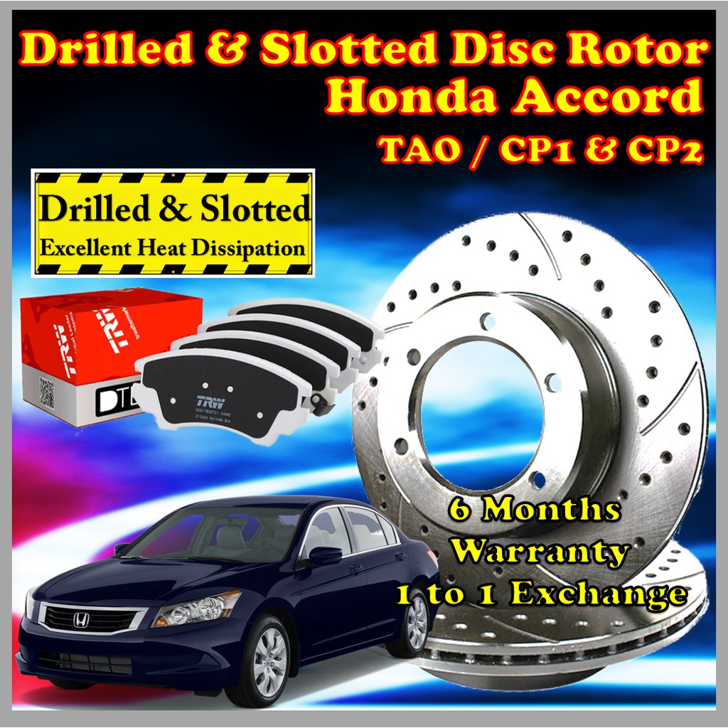 Honda Accord TAO CP1 CP2 Brake Front Disc Drilled and Slotted Rotor ...