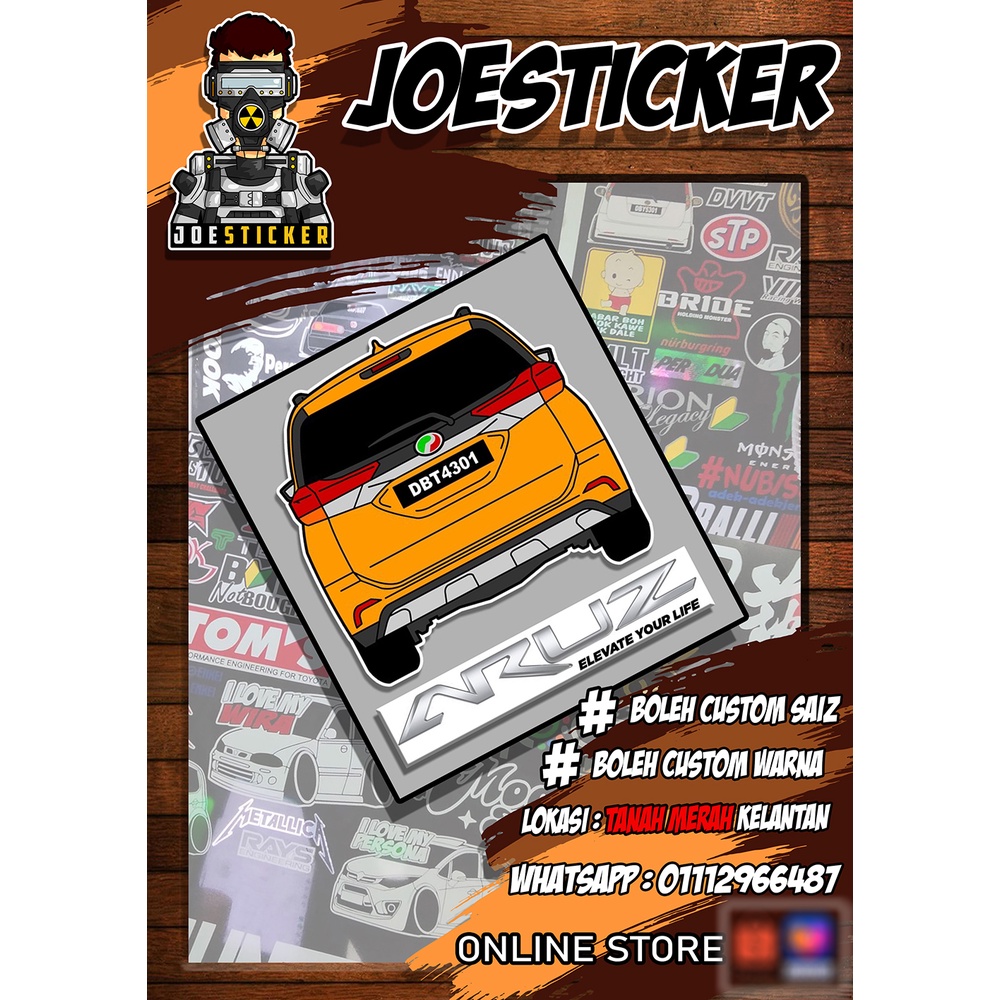 🚙Sticker Kereta PERODUA ARUZ 🚙 Boleh custom warna & nombor plate ...