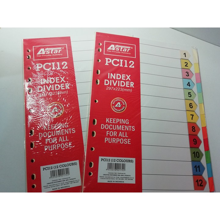 ASTAR INDEX DIVIDER PCI12(4sets Each Pack) | Shopee Malaysia