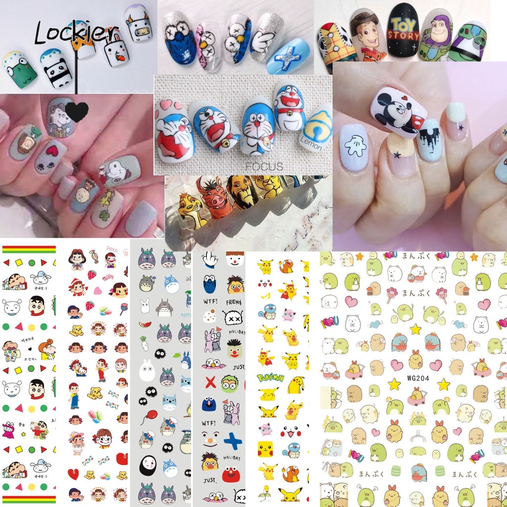 【Lockier】 Nail Stickers Cartoon nail decals cute child kt cat Bunny ...