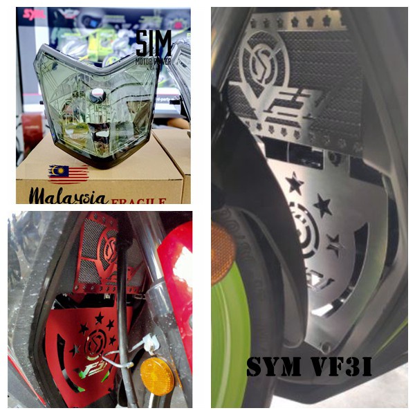 SYM VF3i 185 Lampu/Head Lamp /Engine Cover/ Radiator Coolant Net Alloy ...
