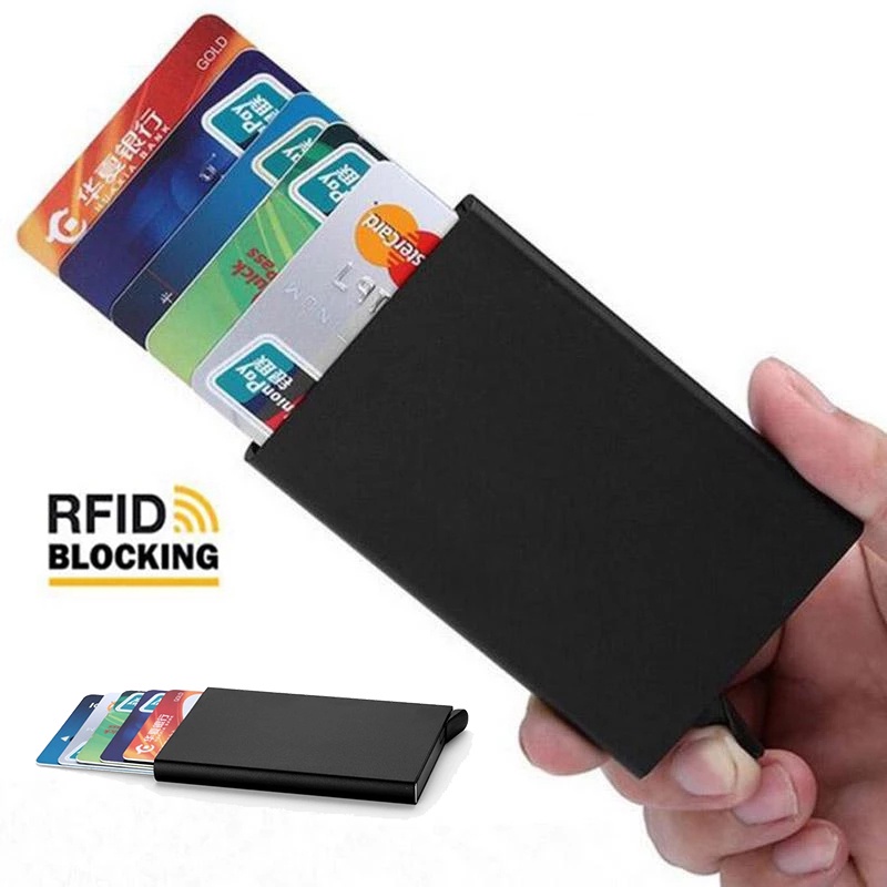 RFID Anti-Theft Luxury ID Card Holder /Unisex Automatically Solid Metal ...