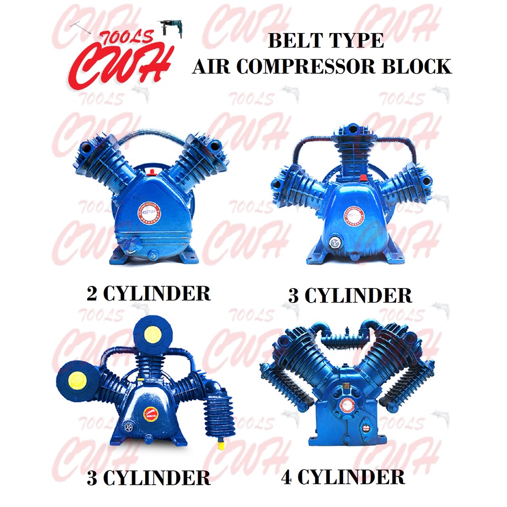 PRC BELT TYPE AIR COMPRESSOR BARE BLOCK TWIN DOUBLE TRIPLE CYLINDER ...