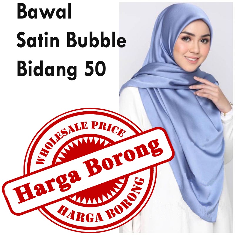 [Seller: Trend Terkini] Tudung Bawal Kain Bubble Satin Bidang 50 Tudung ...