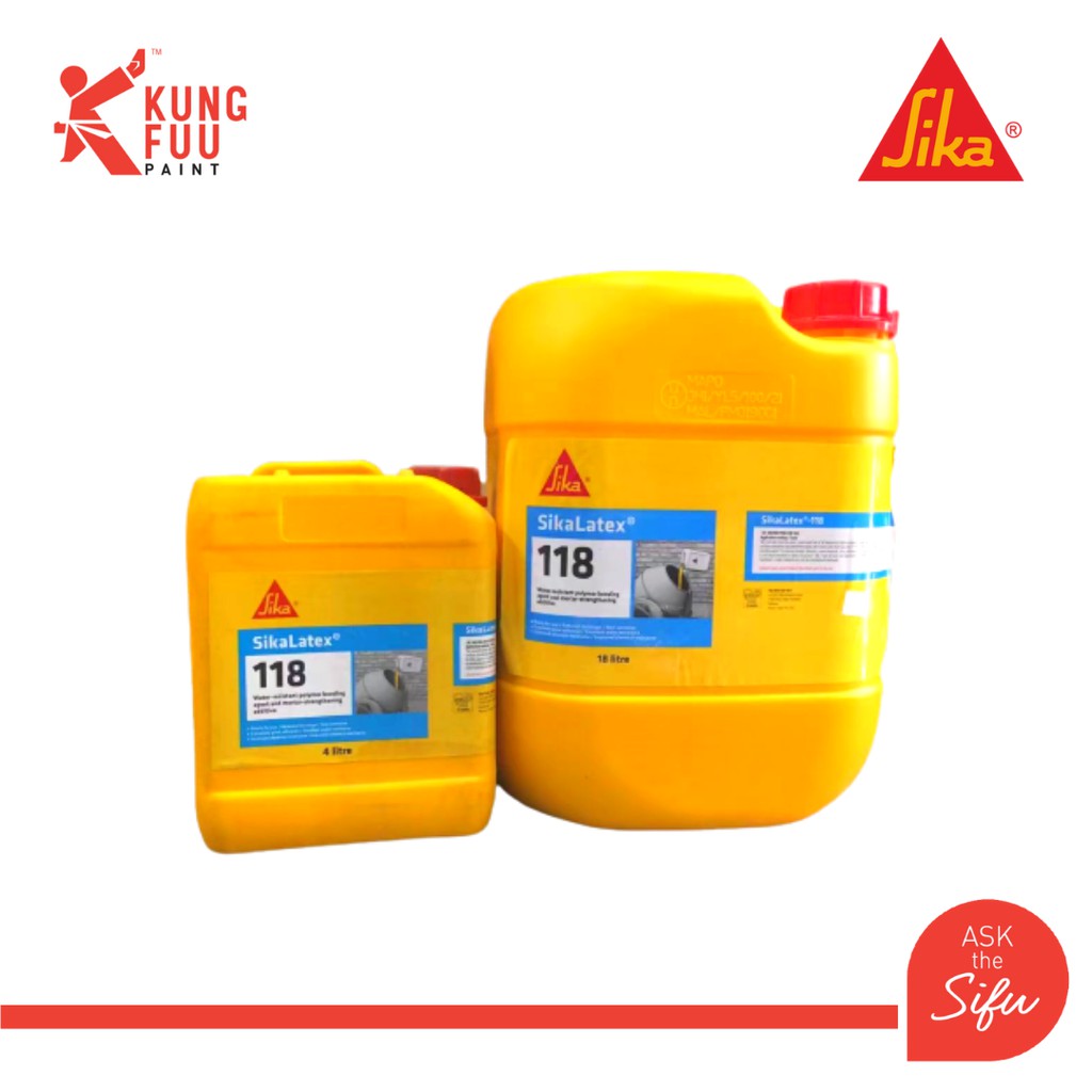 Sika 4 Litre / 18 Litre Latex-118 Synthetic Polymer Emulsion | Shopee ...